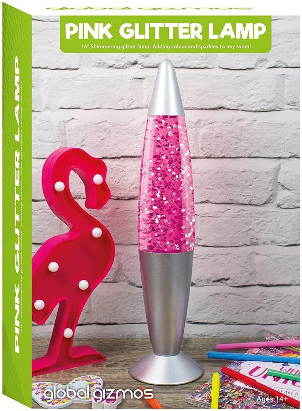 16-inch Tall Pink Glitter Decorative Lamp - Glowing Centerpiece ...